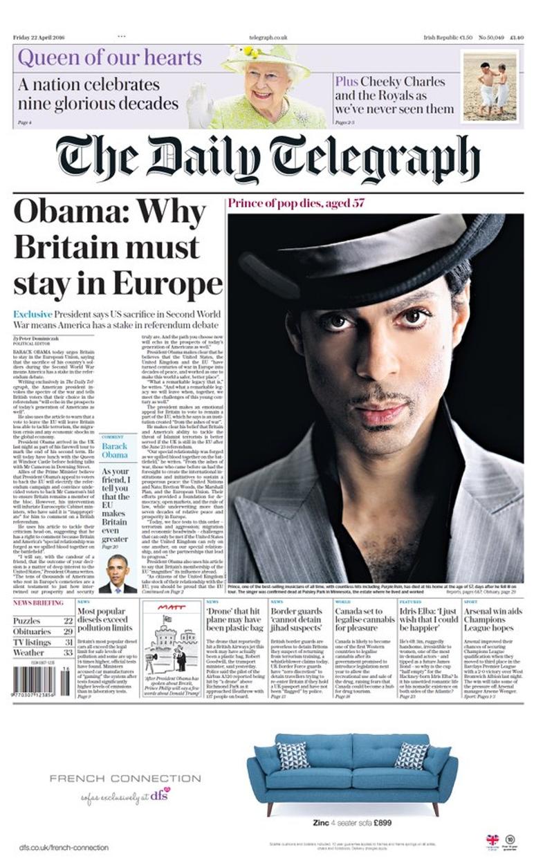 Prince en « une » des journaux du monde entier