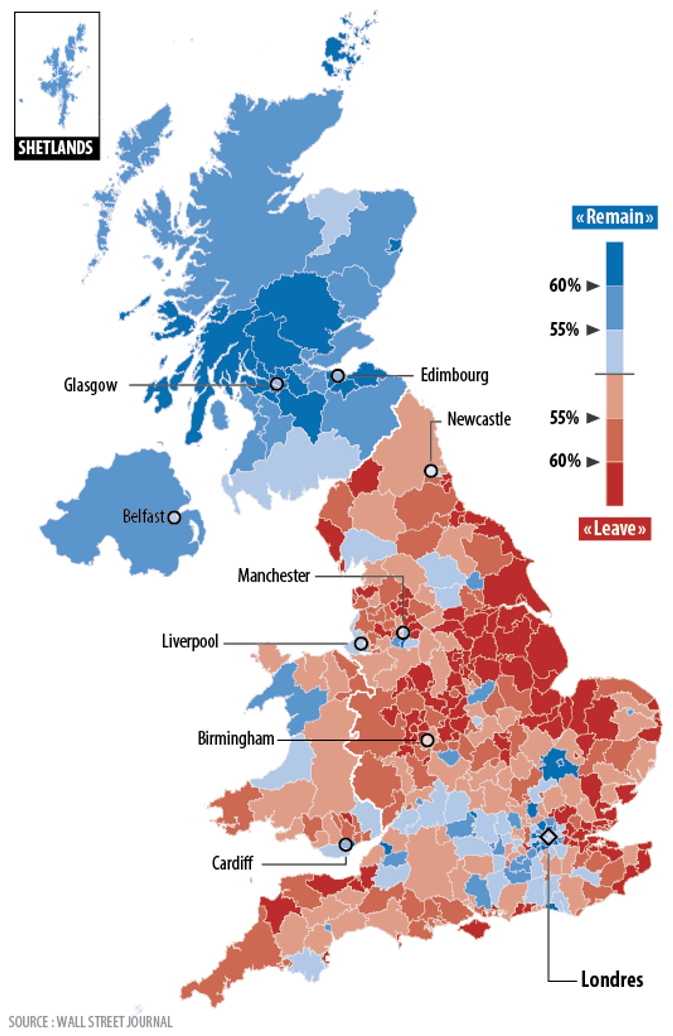 « Brexit » : la carte des résultats par circonscription