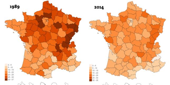 Visualisez vingt-cinq ans de désindustrialisation dans les départements ...
