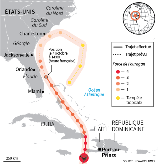 L’ouragan Matthew poursuit sa progression sur la côte sud-est des Etats ...