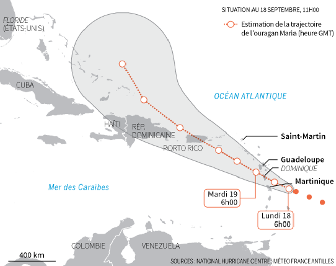 Ouragan Maria : la Guadeloupe et la Martinique placées en alerte ...