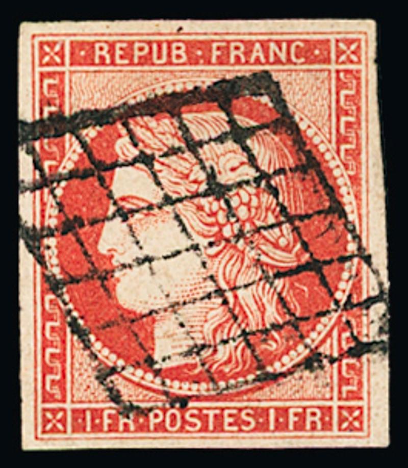 La « Marianne » de Lamouche, et un 1 franc vermillon sur lettre d ...