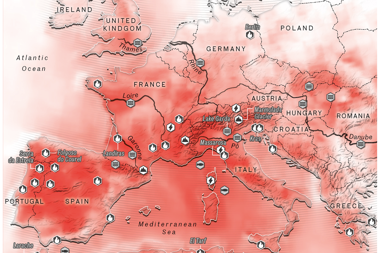 Map of Europe and the Mediterranean's summer 2022 temperatures and ...