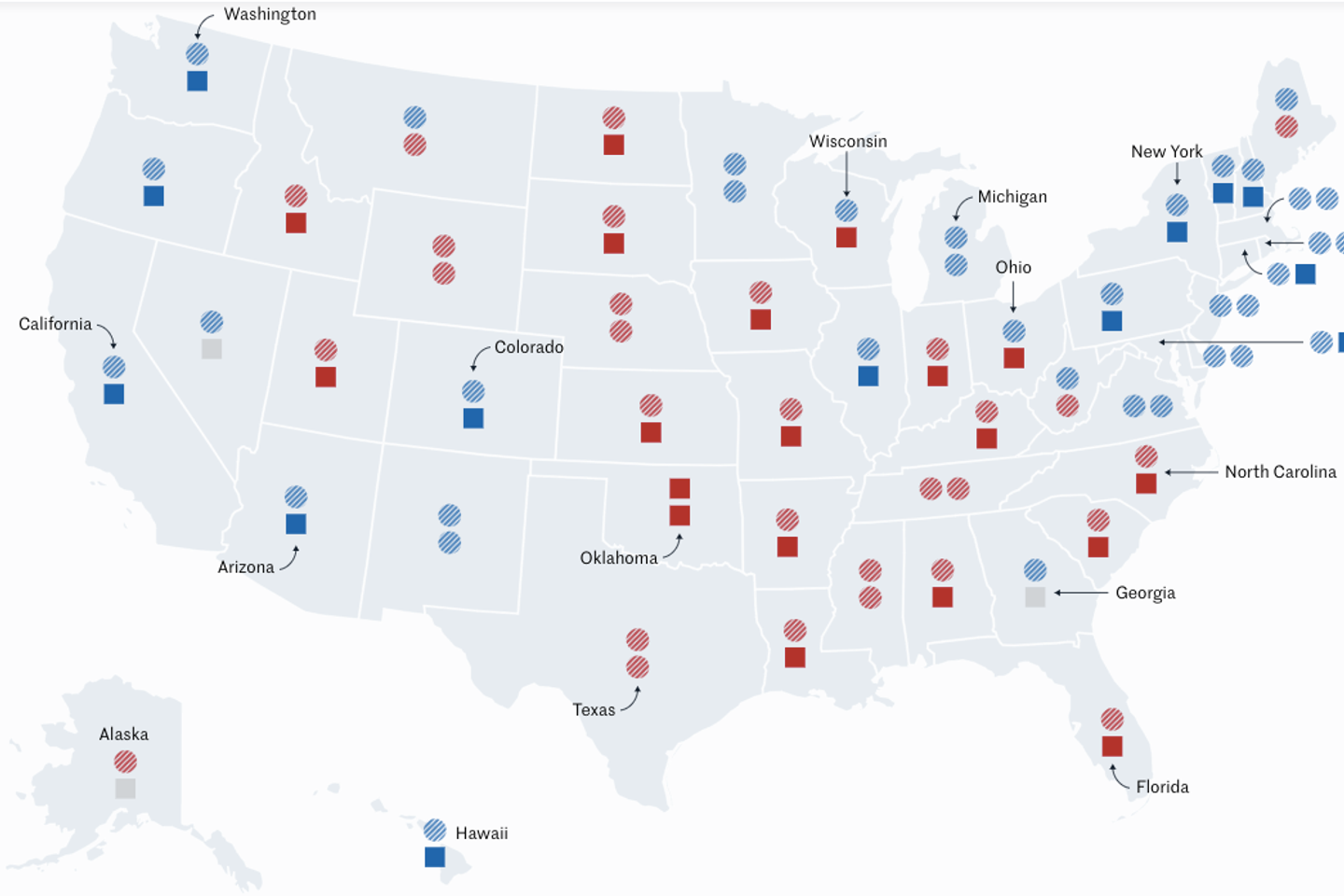 Democrats win outright Senate majority, view the results in maps