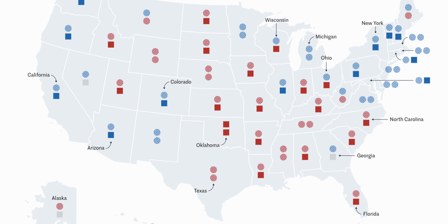 Democrats win outright Senate majority, view the results in maps