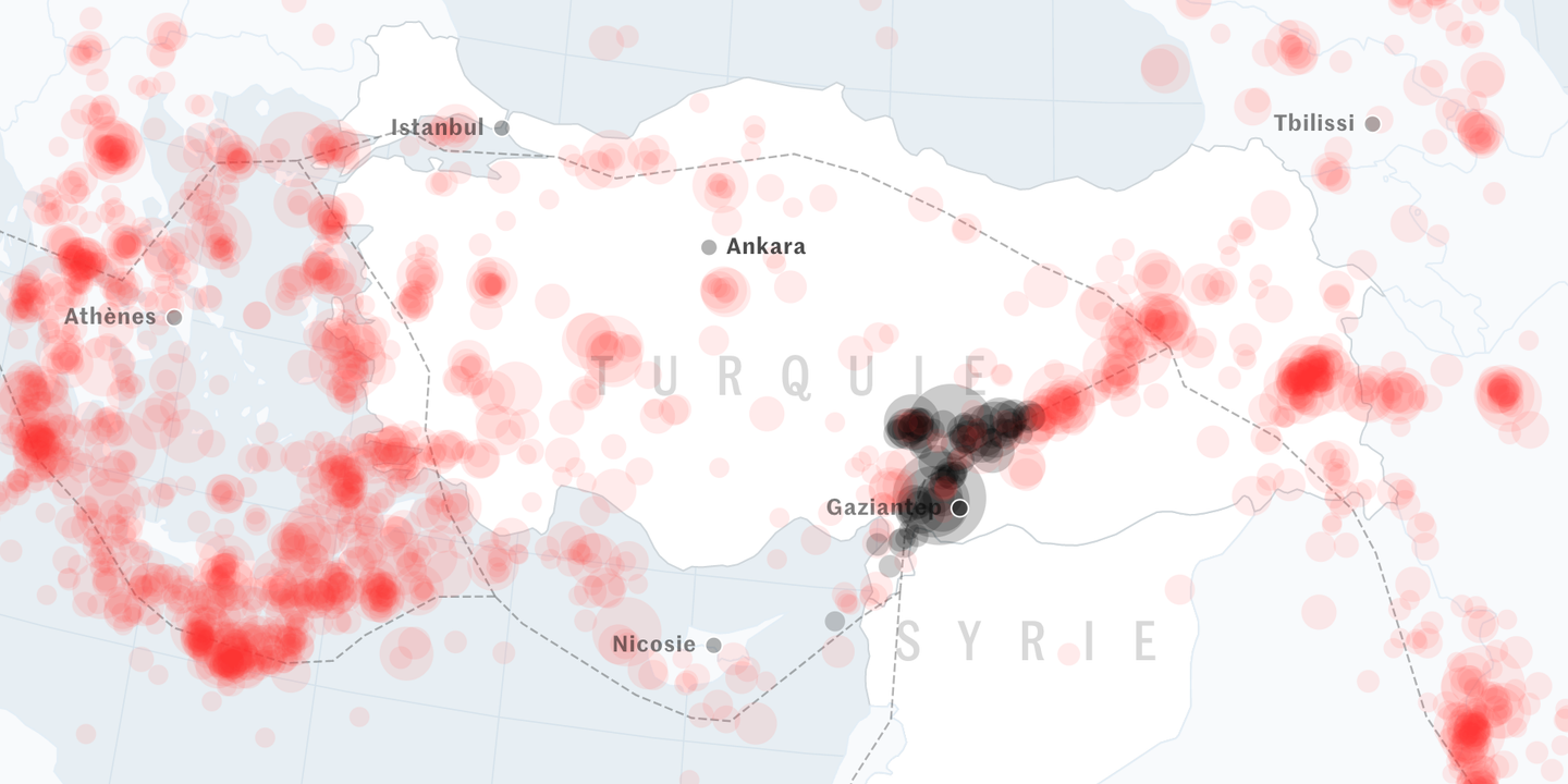 Map: Turkey and Syria have experienced thousands of earthquakes since 2000