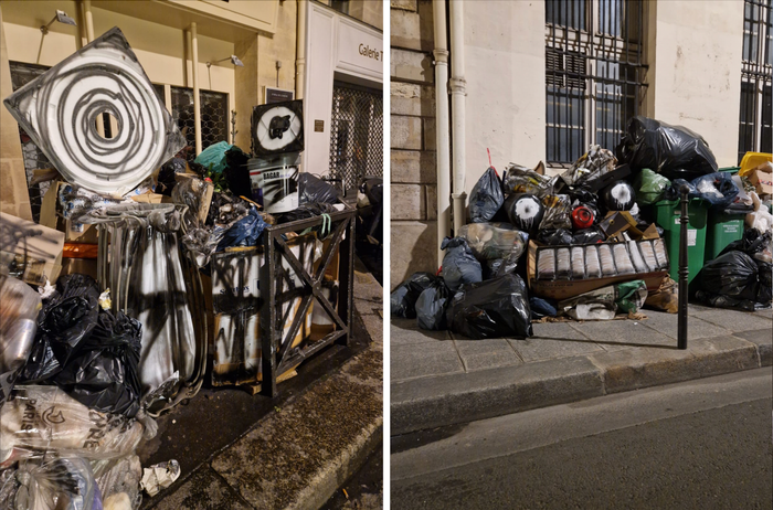 A Paris, Bisk transforme des tas monstres de poubelles en poubelles ...
