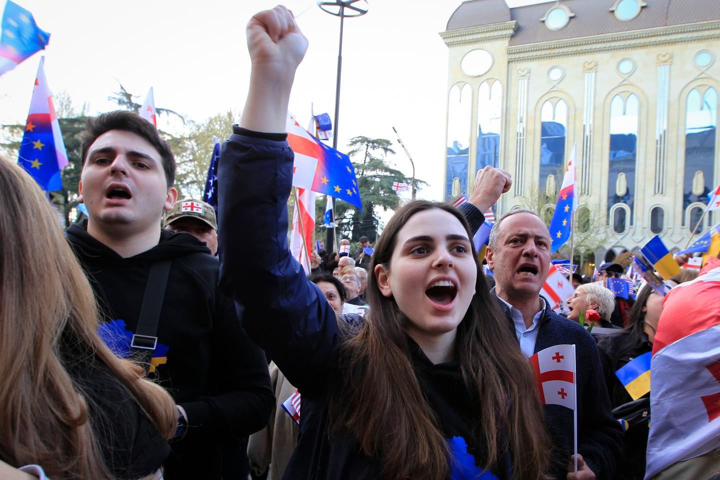 Thousands of opposition supporters protest in Georgia against government
