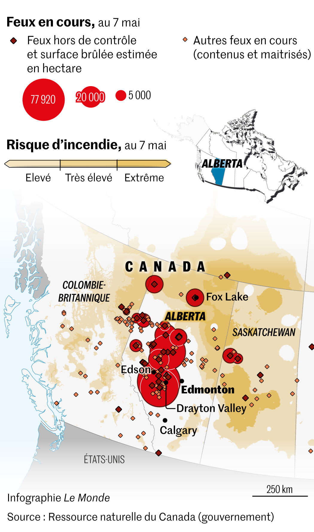Au Canada, les incendies continuent de progresser, 30 000 personnes ...