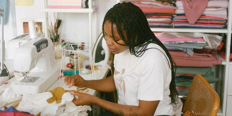 Sarah Nsikak's patchwork art blurs boundaries and spans continents