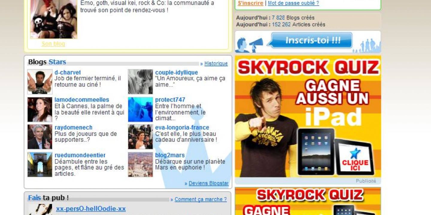 Skyblog, la plus grande plate-forme de blogs française dans les années ...