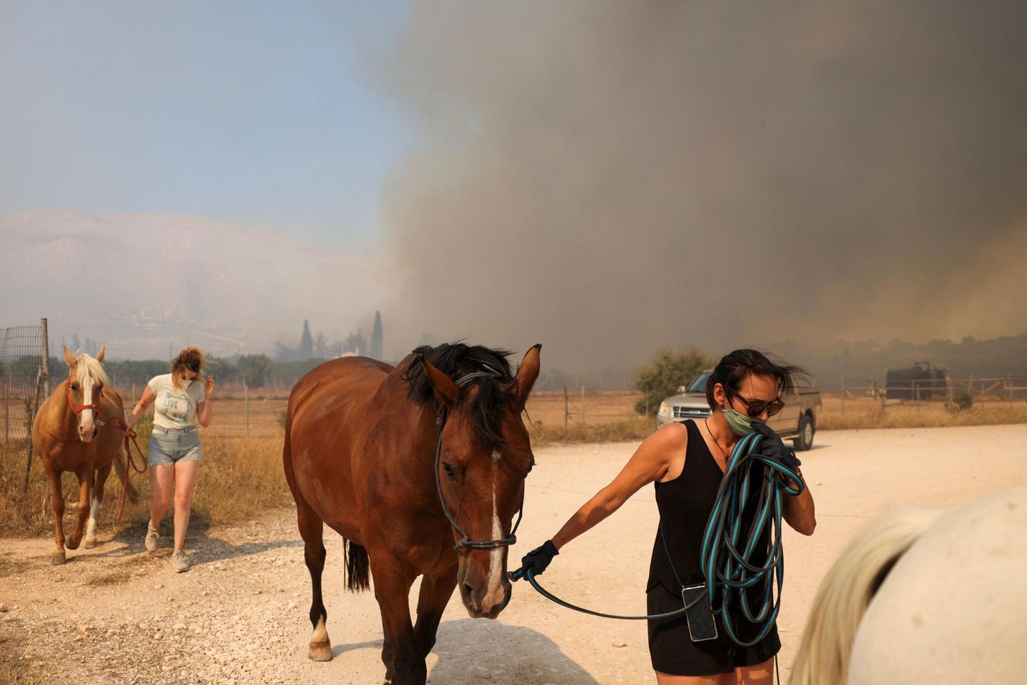 Wildfires break out near Athens forcing evacuation of seaside resorts