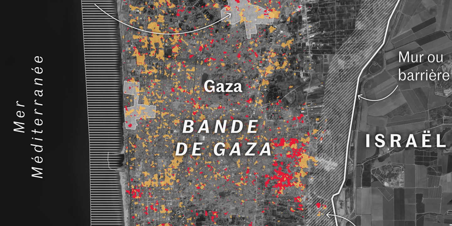 Bande de Gaza : trois semaines de destructions en cartes et en images