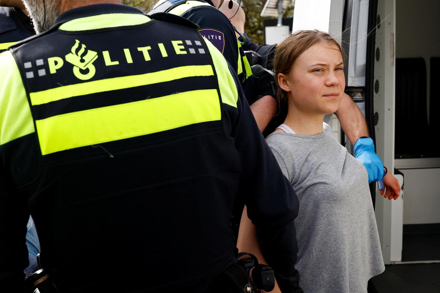 Greta Thunberg detained twice by Dutch police at a climate protest