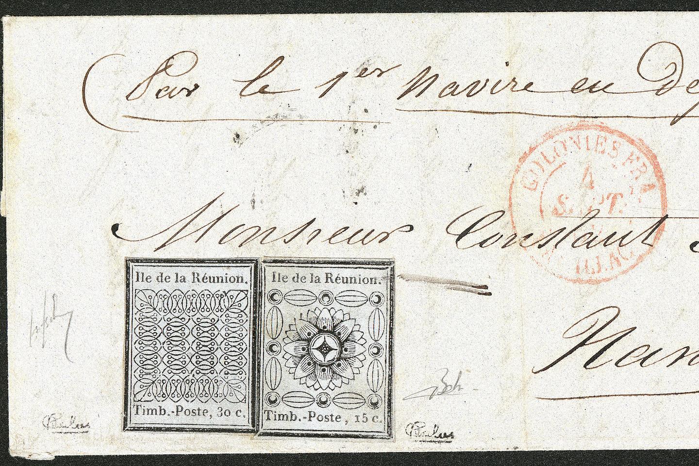 Timbres-poste : Une bande oblitérée de trois 1 franc vermillon en vente ...