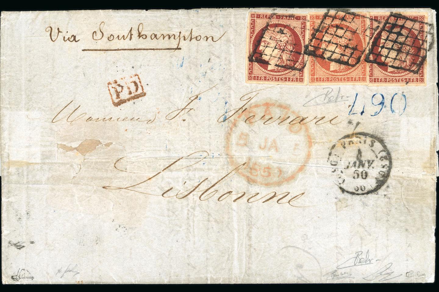 Timbres de France : la seule lettre connue affranchie d’un 1 franc ...