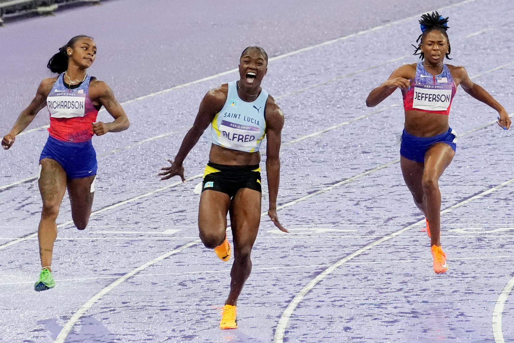 Saint Lucia's Julien Alfred wins women's Olympic 100m, dedicating ...