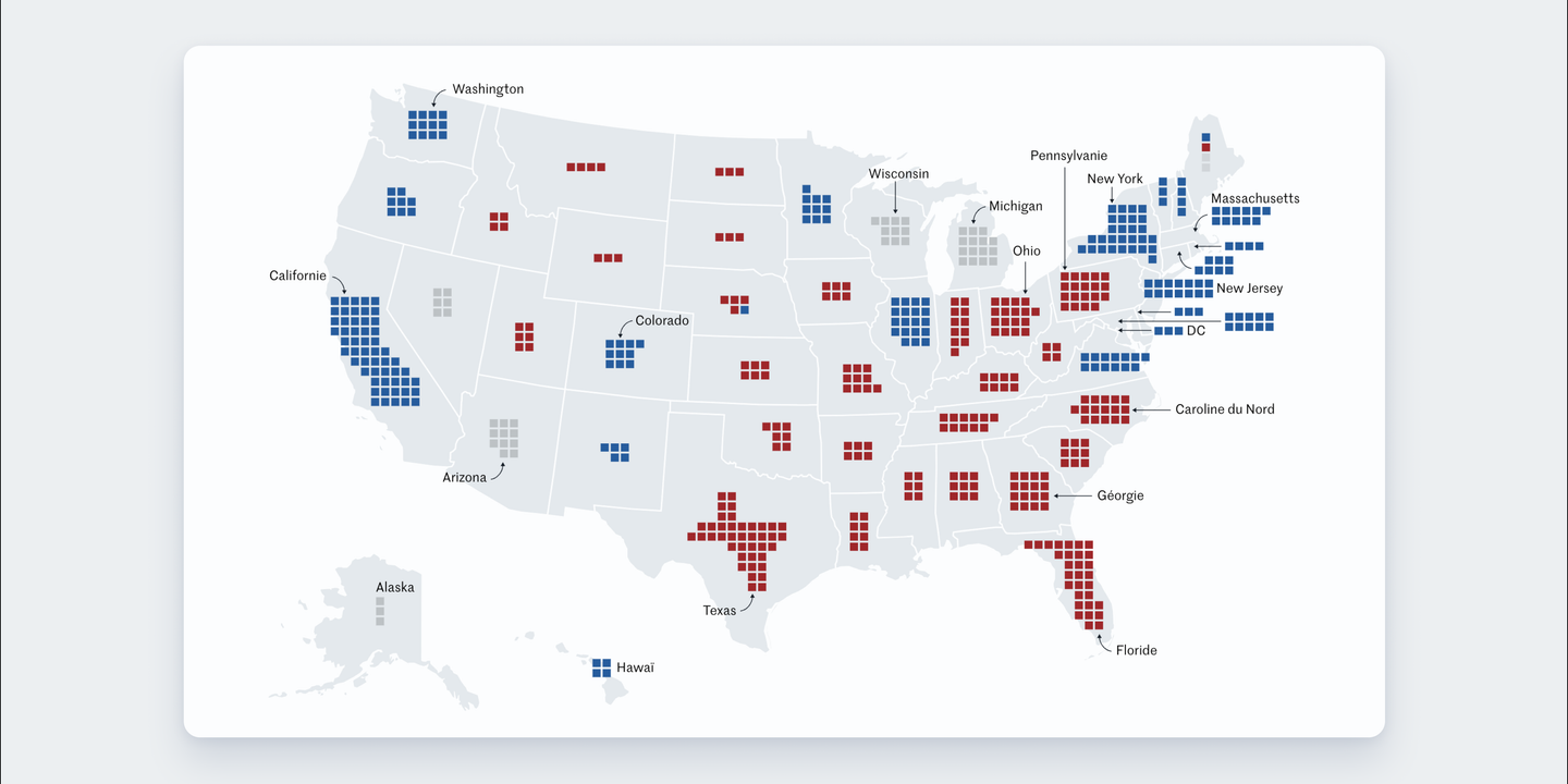 Présidentielle américaine 2024 : la carte des résultats en temps réel, Etat par Etat