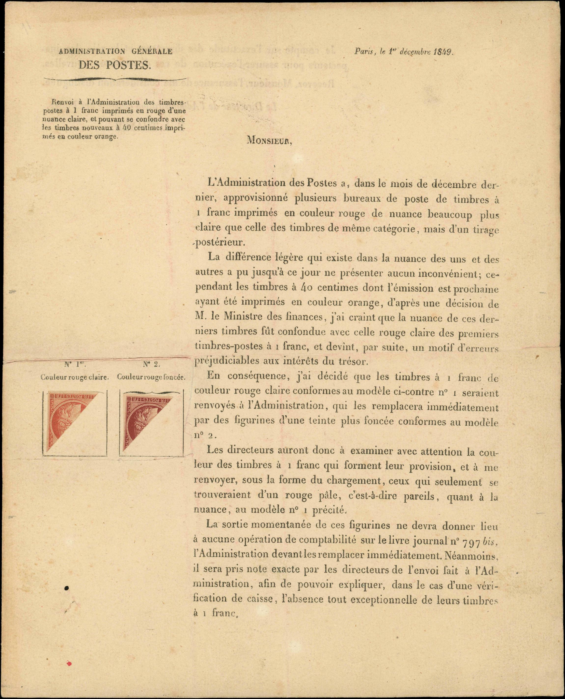 Philatélie : une bande de trois du 1 franc vermillon à 175 000 euros ...