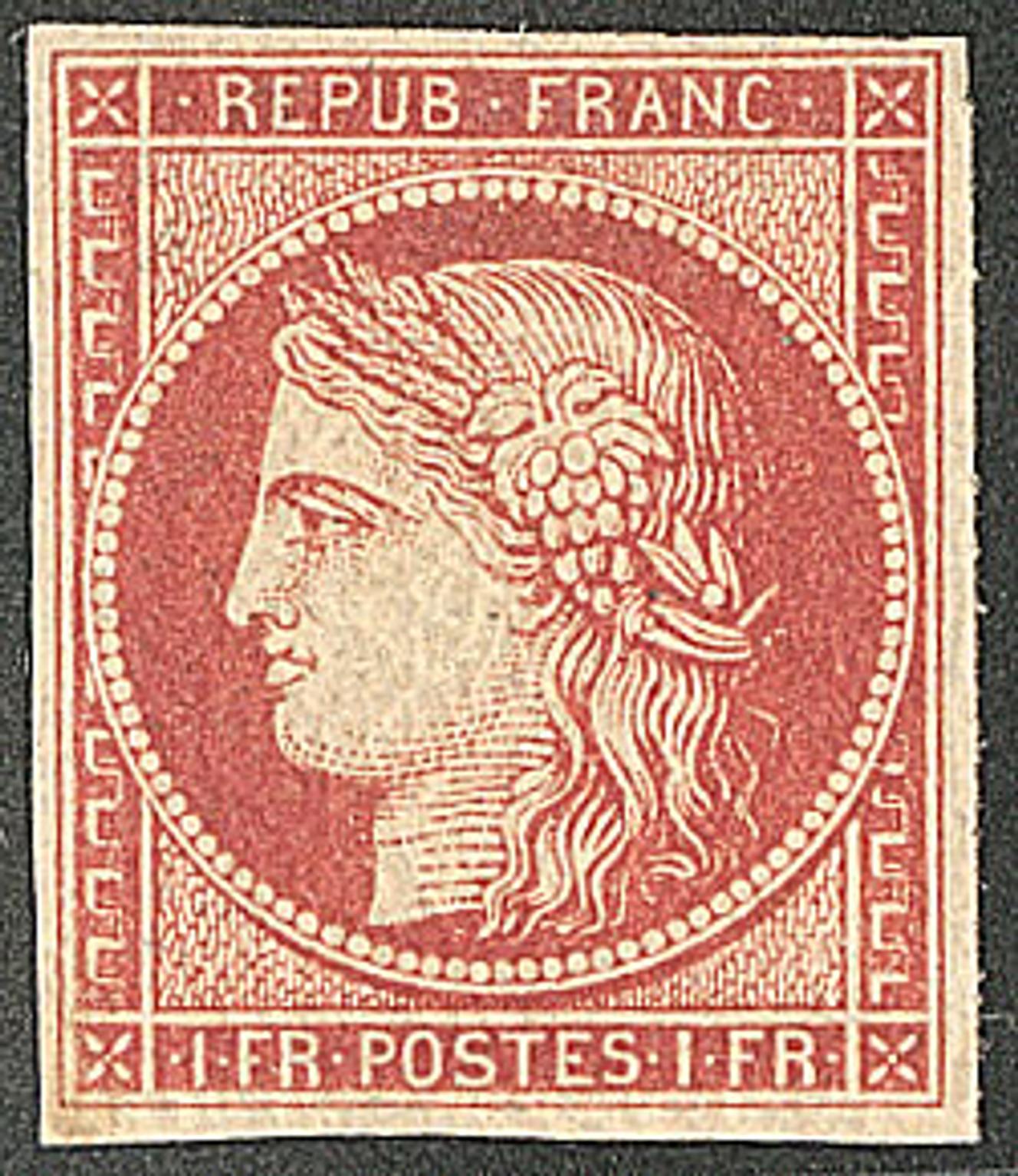 Marché du timbre : un bloc de quatre du 1 franc vermillon oblitérés mis ...