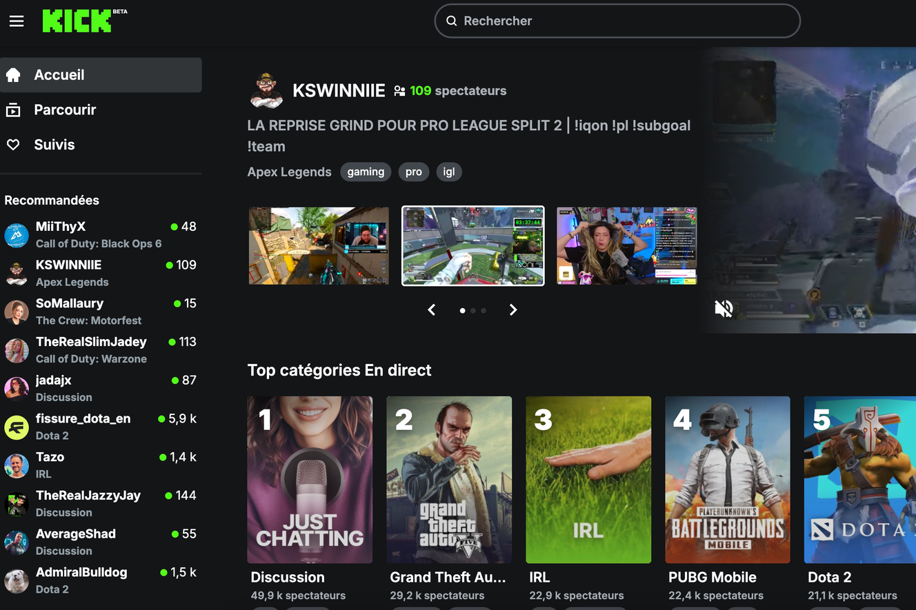 What is Kick, the platform on which a French streamer died live?