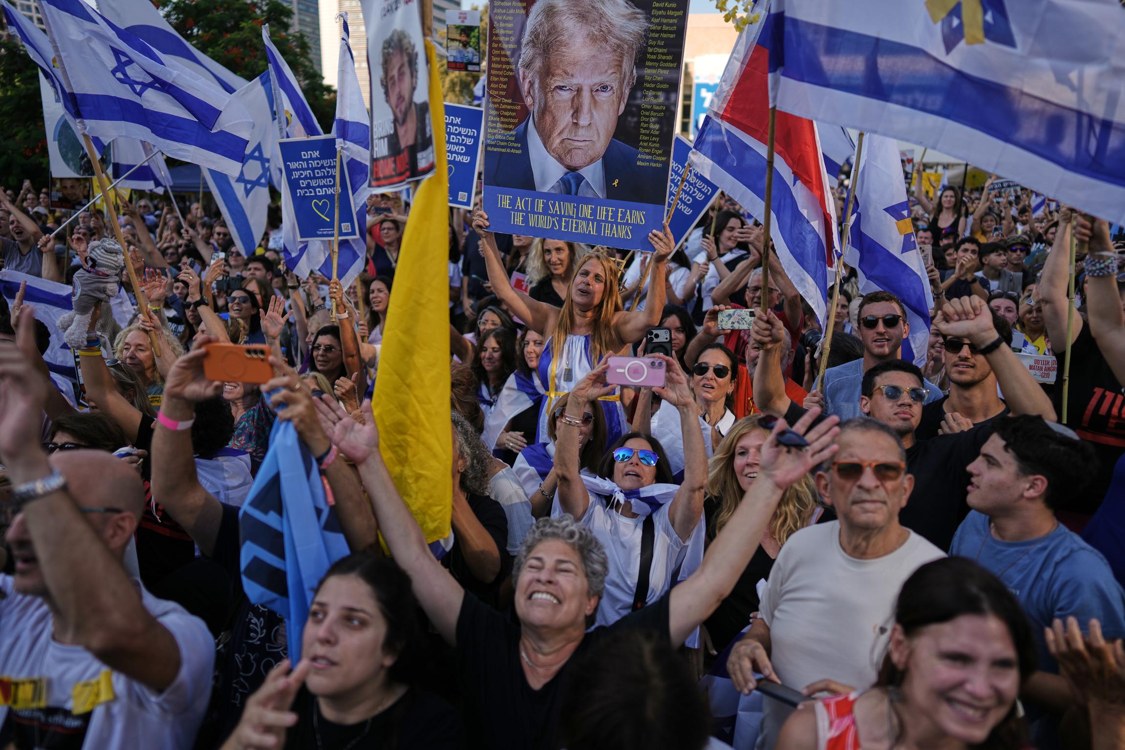 As surviving hostages are released, Israel celebrates Trump as a hero
