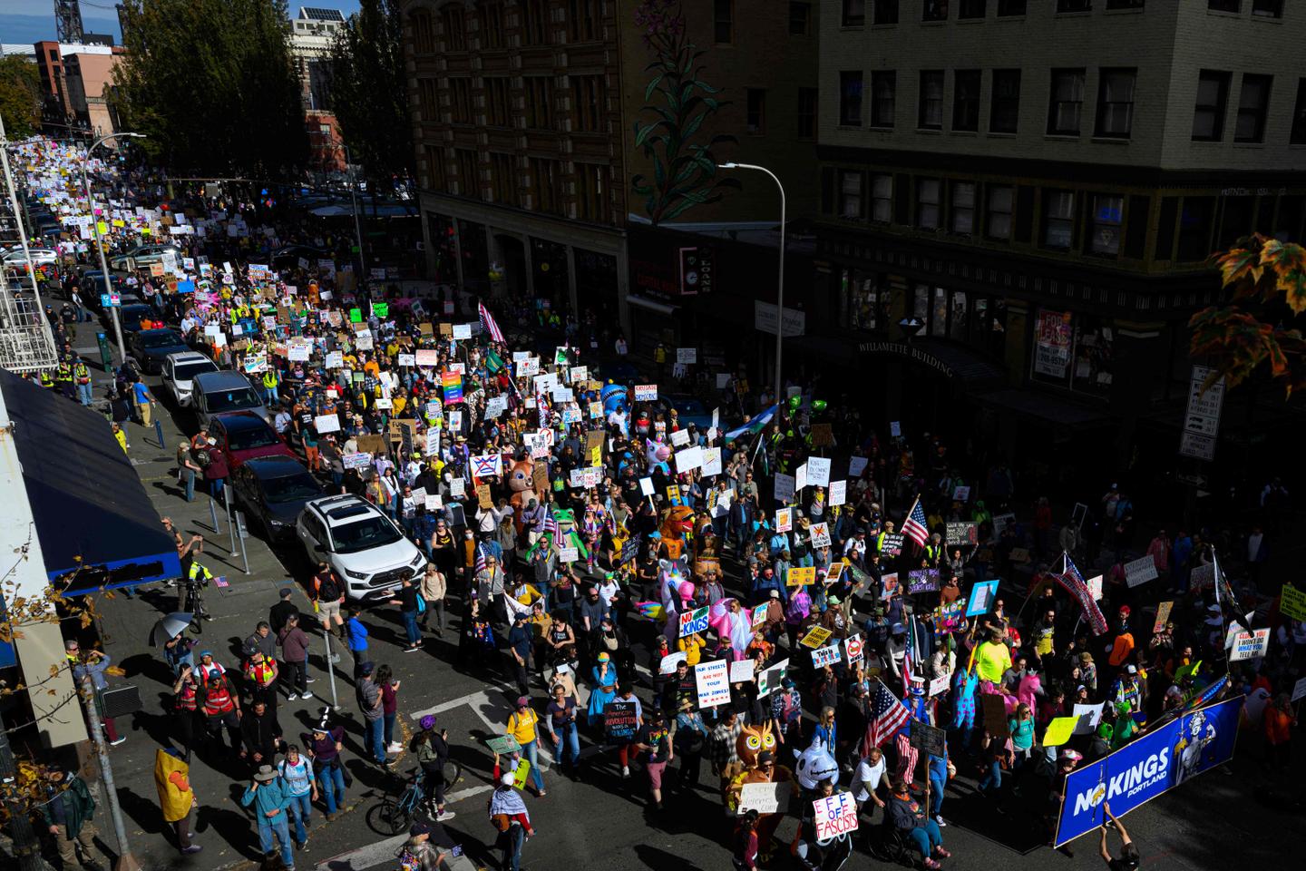 Protesters amassed in force for anti-Trump 'No Kings' rallies across US