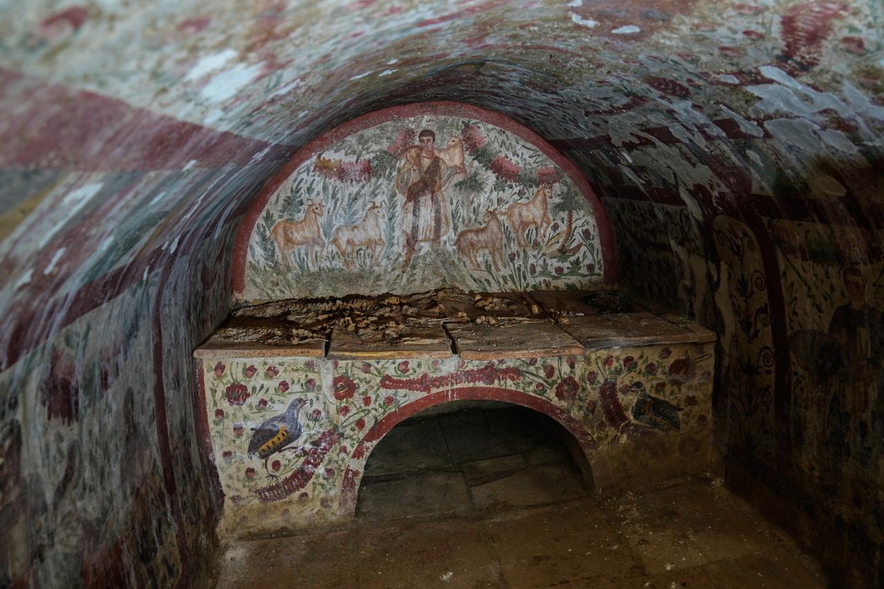 Early Christian fresco depicting Jesus as the Good Shepherd discovered ...
